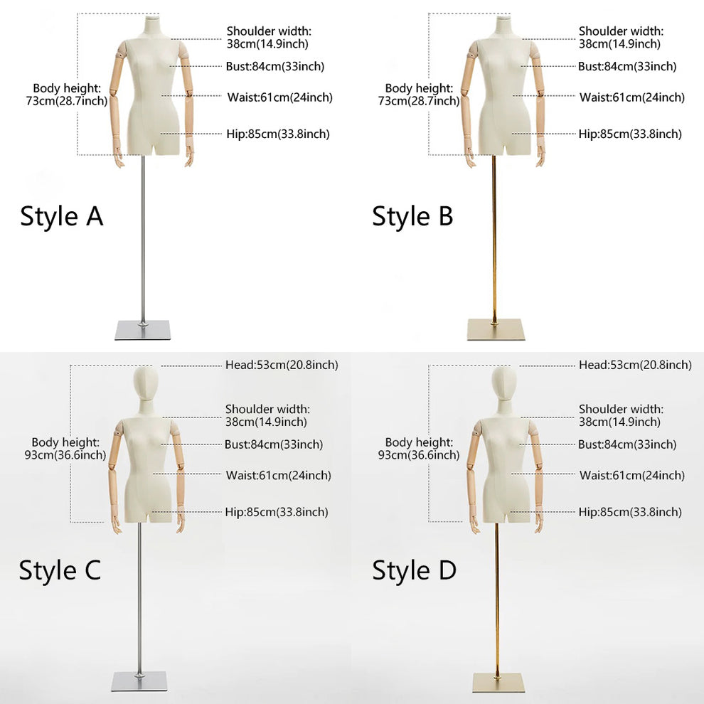 DE-LIANG High End Half Body Female Display Dress Form Adjustable Linen ...