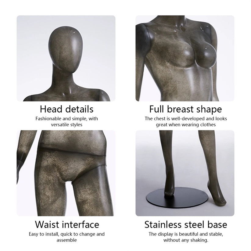 DE-LIANG Transparent Female Display Mannequin,Grey Fiberglass Display ...