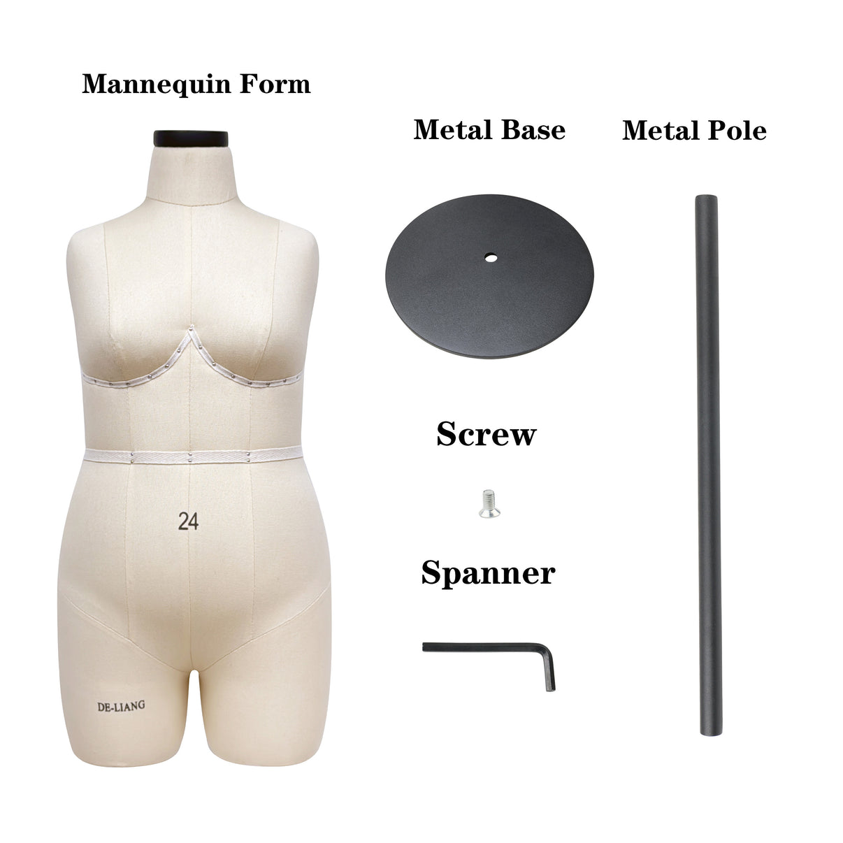 DE-LIANG Half Scale Dress Form,Mini Professional Dressmaker Mannequin ...