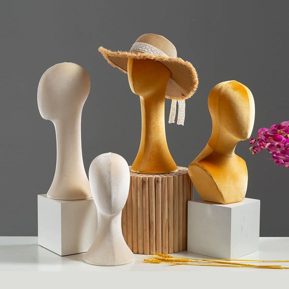 DE-LIANG Female Colored Velvet Mannequin Head Stand – DE-LIANG Dress Forms