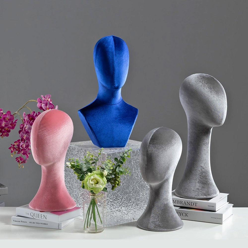 DE-LIANG Female Colored Velvet Mannequin Head Stand – DE-LIANG Dress Forms
