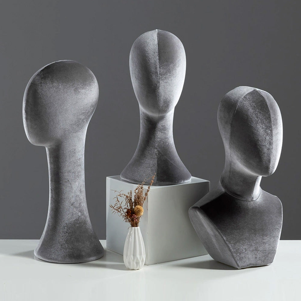 DE-LIANG Female Colored Velvet Head Mannequin Head Stand Jewelry Sungl ...