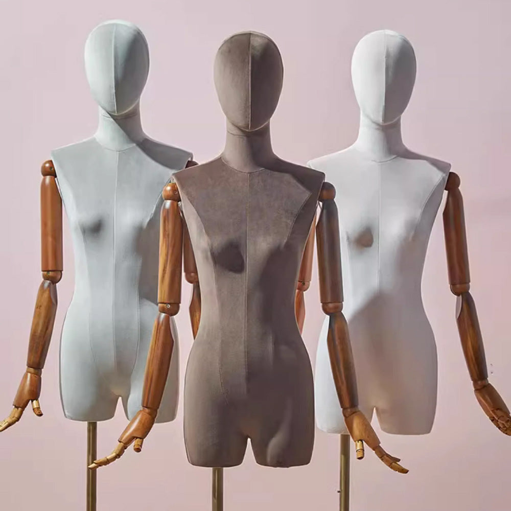 DE-LIANG Velvet Female/Male Half Body Mannequins,Woman Mannequin Dress ...