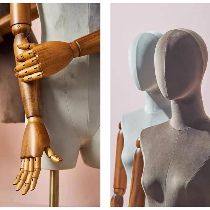 DE-LIANG Velvet Female/Male Half Body Mannequins,Woman Mannequin Dress ...