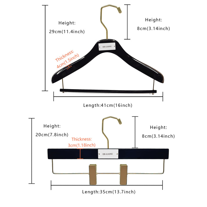 Black Wooden Hanger, Coat Men Woman Strong Glossy Black Cloth Clip Pan ...