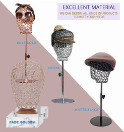 Metal Mannequin Head, Steel Wire Frame Hollow Head,Torso Display Hat P ...